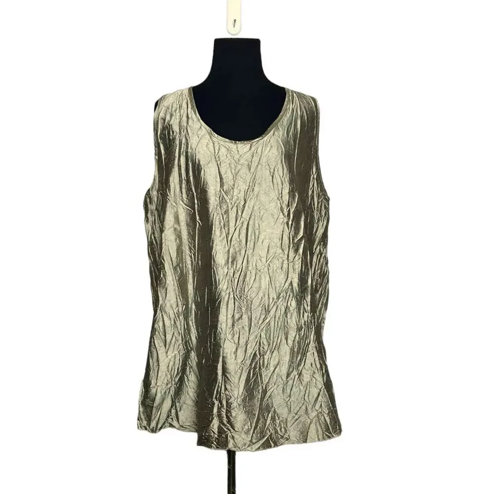 Planet | Tops | Planet Golden Green Metallic Silk Summer Blouse Size 3 ...